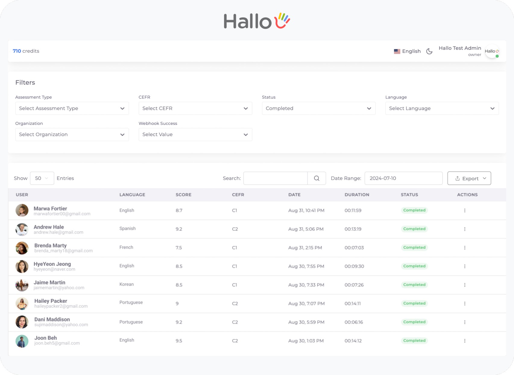 Hallo - Automated Language Assessment