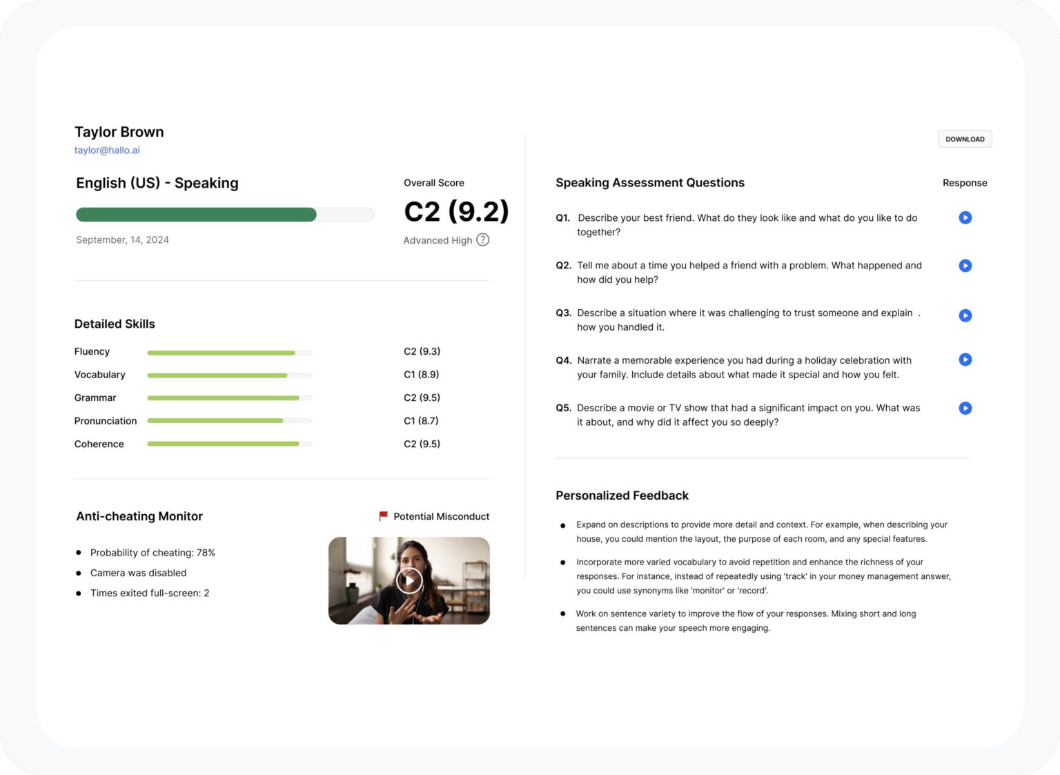 Hallo - Automated Language Assessment