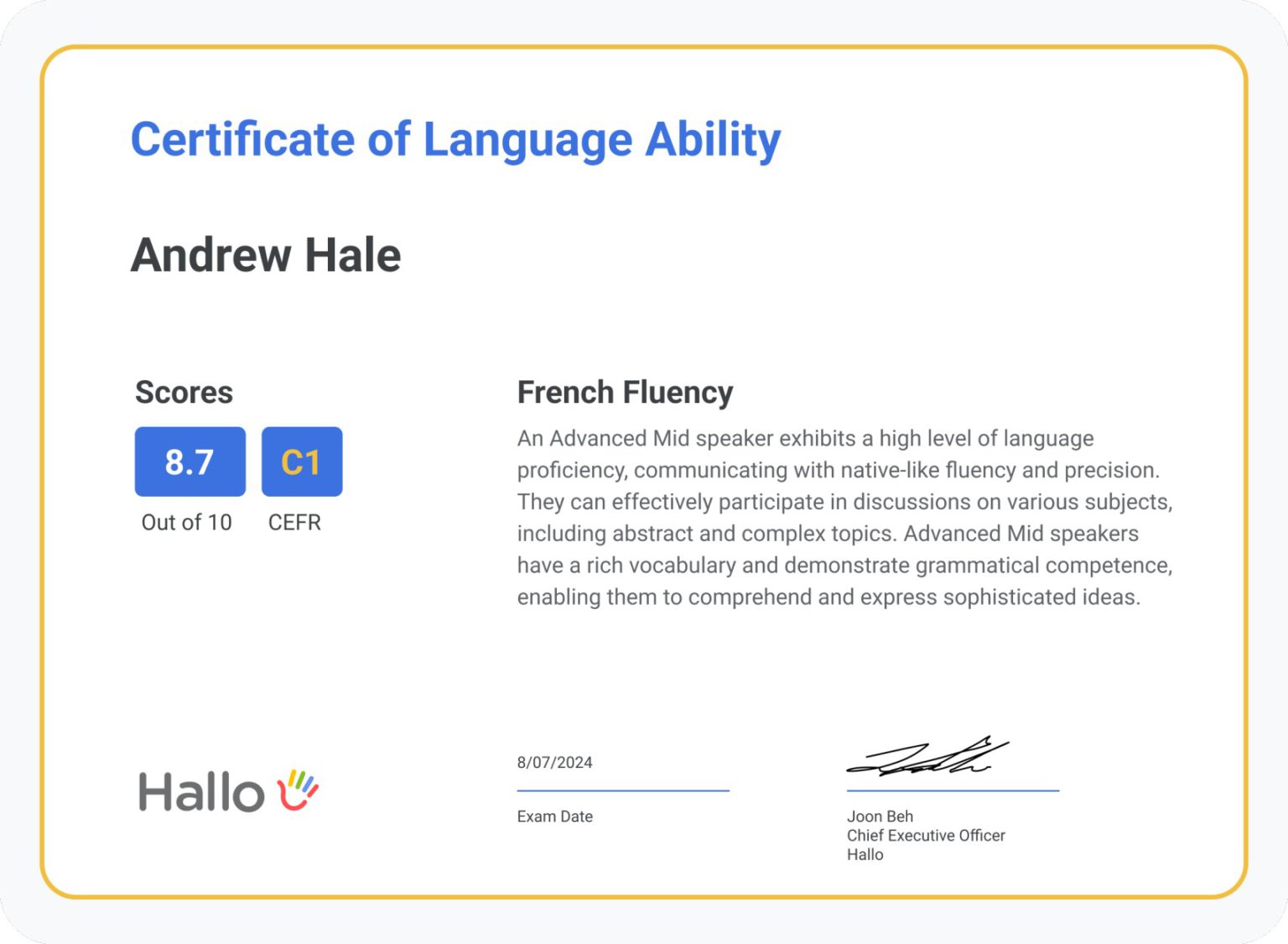 Hallo - Automated Language Assessment